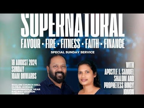 Live Now - Supernatural Sunday | Apo. J Samuel Shalom & Bincy Jomon ...