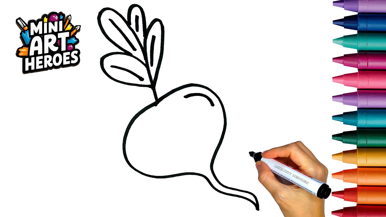 how to draw a radish step by step | Mini Art Heroes - YouTube