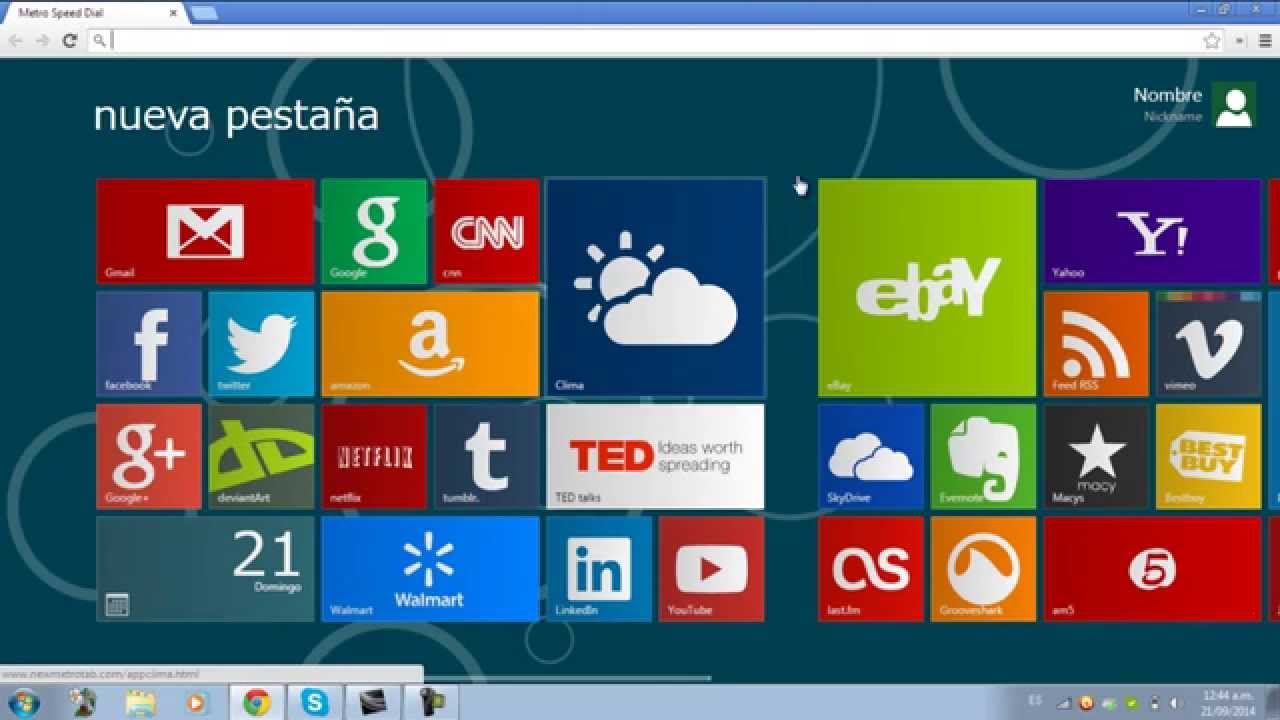 Como poner google chrome modo Metro Speed Dial - YouTube
