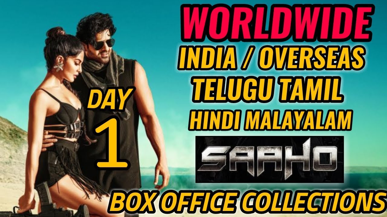 SAAHO WORLDWIDE BOX OFFICE COLLECTION DAY 1 | HINDI TAMIL TELUGU ...