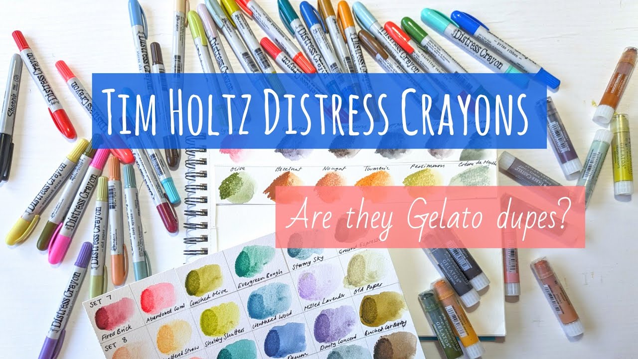 Tim Holtz Distress Crayons Swatch (Sets 7, 8, 9, 10 & 13) & Comparison ...