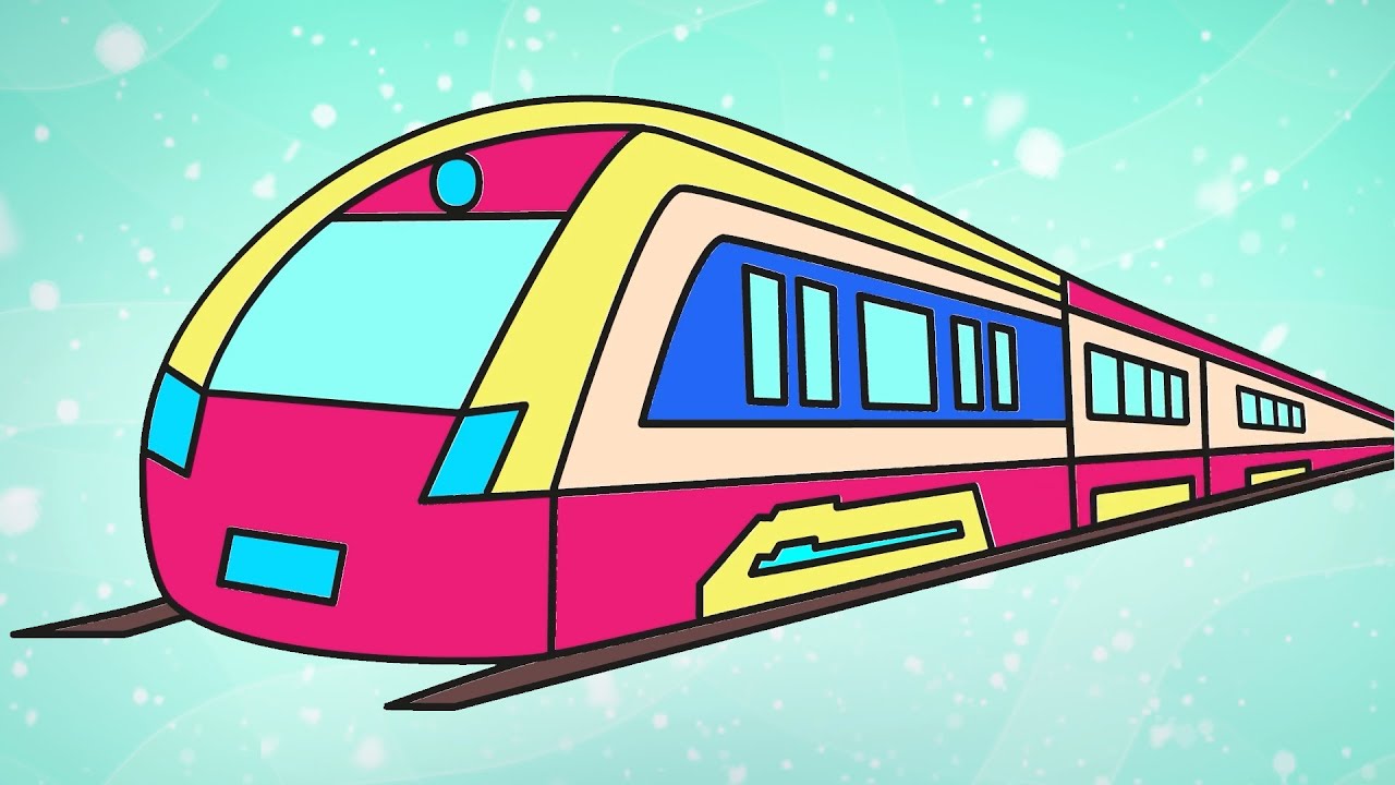 Cara Menggambar Kereta Api | Belajar Menggambar & Mewarnai Kendaraan ...