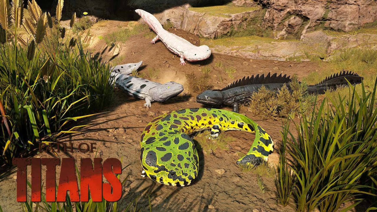 Giant Salamander ฝูงซาลาแมนเดอร์ยักษ์ล่าไดโนเสาร์ - Path of Titans #125 ...