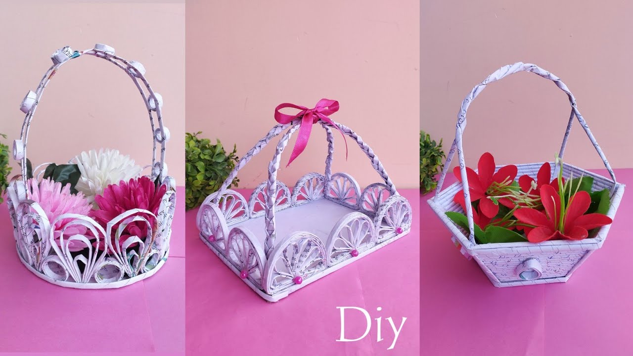 3 Wonderful Paper Flower Basket / Beautiful patterned Basket ideas ...