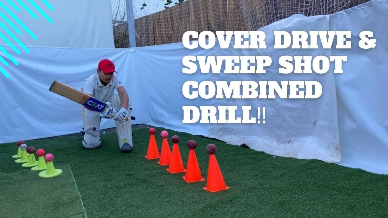 COVER DRIVE+SWEEP SHOT Practice Drill | 2 Different SHOTS Drill ...