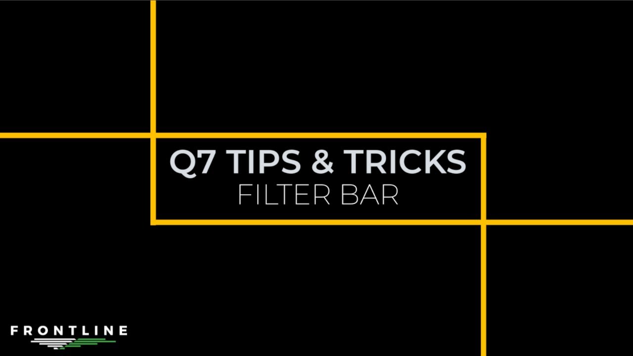 Frontline Q7 - Tips & Tricks - Filter Bars - YouTube