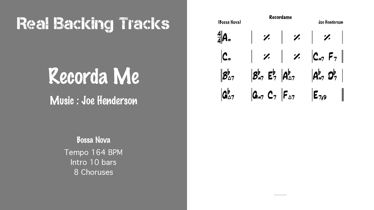 Recorda Me - Real Jazz Backing Track - Play Along - YouTube