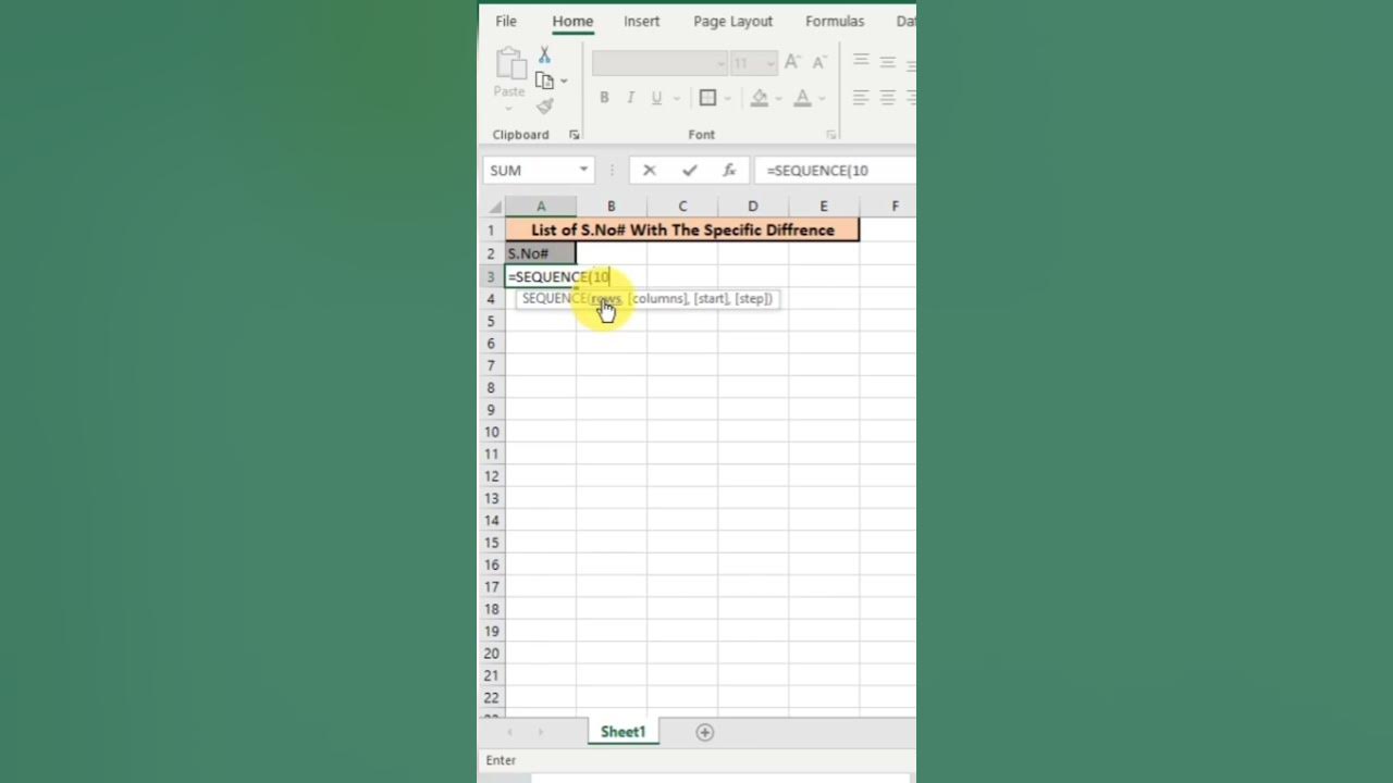 Sequence Function Skip 5 In Ms Excel Viral Excel Cspro Msexcel Exceltips Youtube