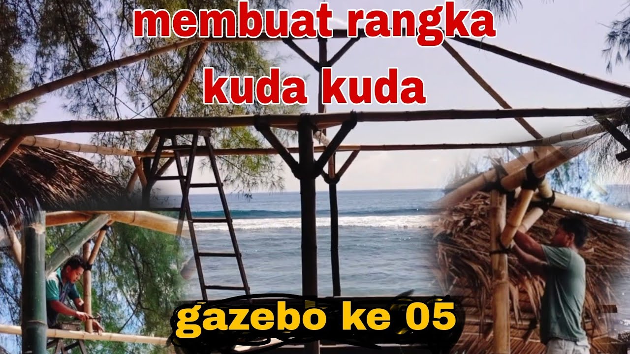 Membuat‼️kuda kuda rangka atap dan memasang lantai bambu - YouTube