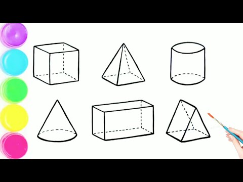 3D Geometric Shapes Drawing and Coloring for Kids, Learn how to draw ...