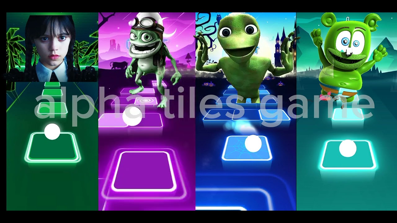 tiles hop || tiles hop game play Wednesday vs crazy frog vs alien dance ...