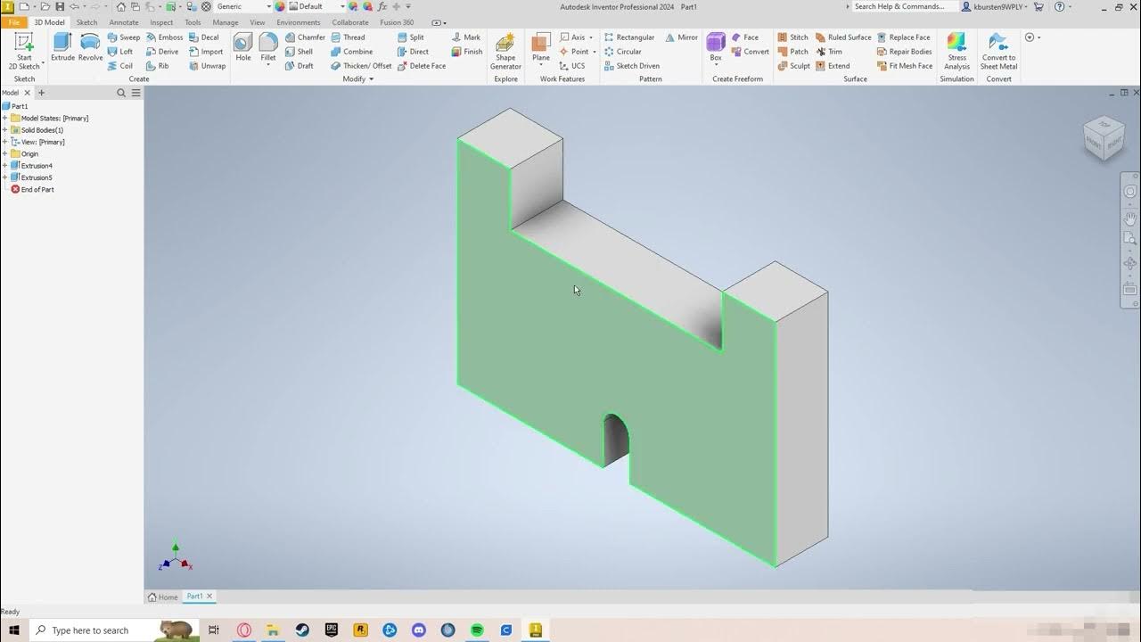 Inventor Tutorial 04 - Trim and Arc - YouTube