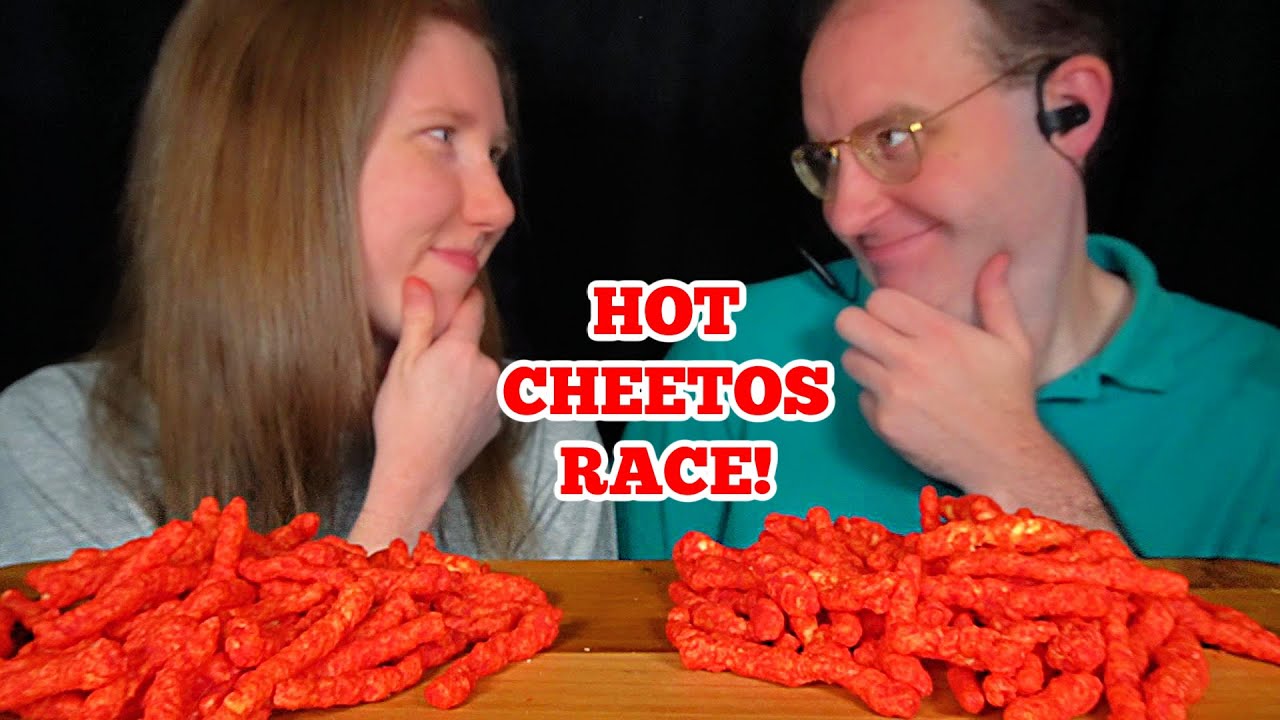 ASMR HOT CHEETOS RACE MUKBANG (No Talking) EATING SOUNDS - YouTube