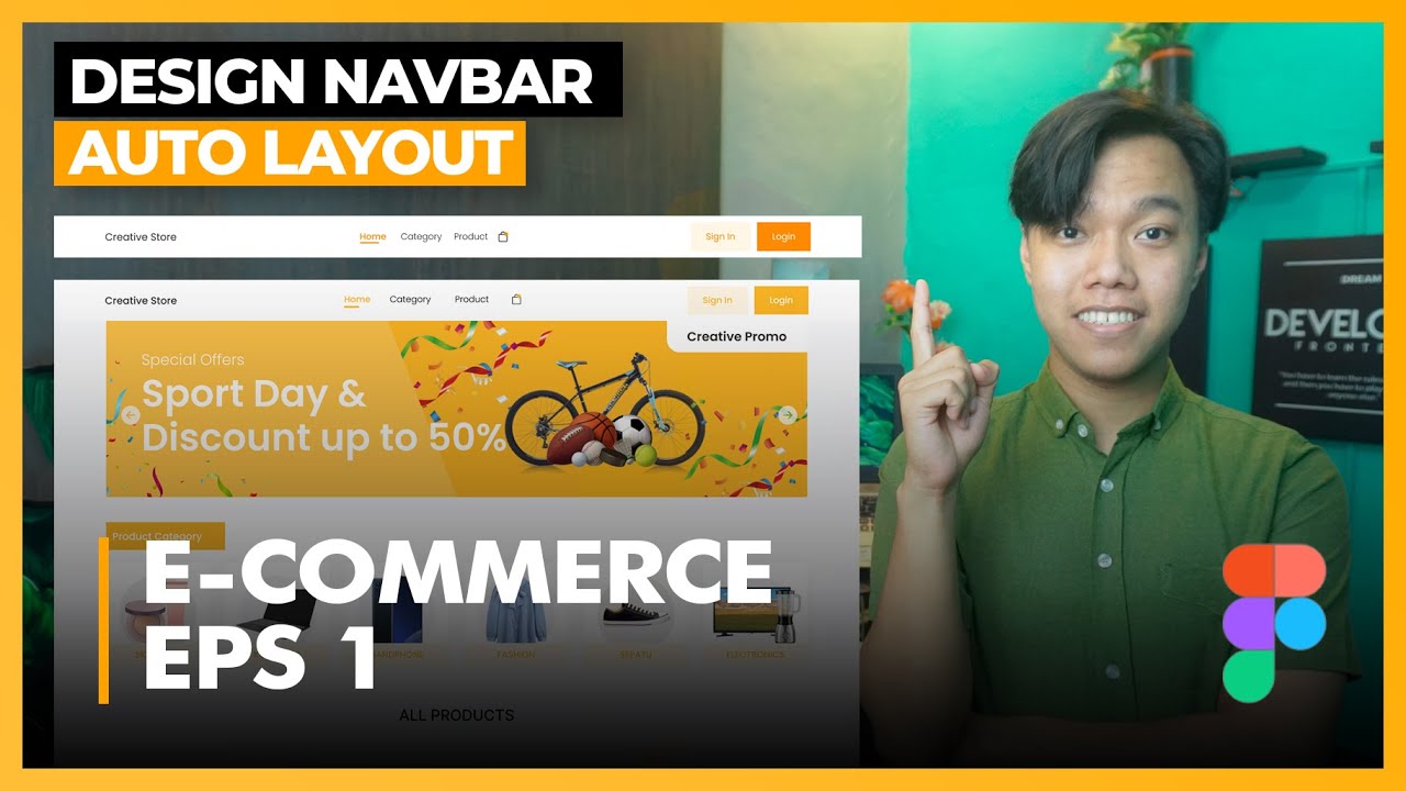 DESIGN NAVBAR dengan AUTO LAYOUT FIGMA || WEB E-COMMERCE EPS.1 - YouTube