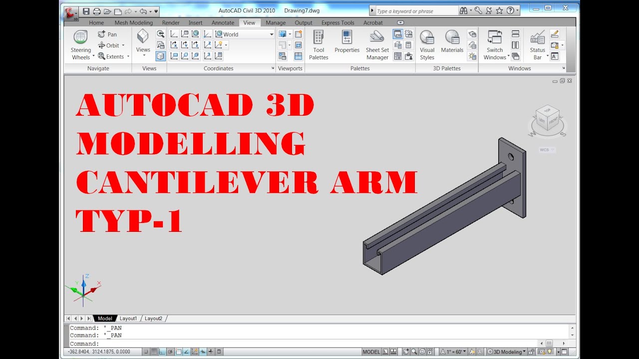AUTOCAD 3D, How to drawing cantilever arm typical 1, autocad | rvmags ...