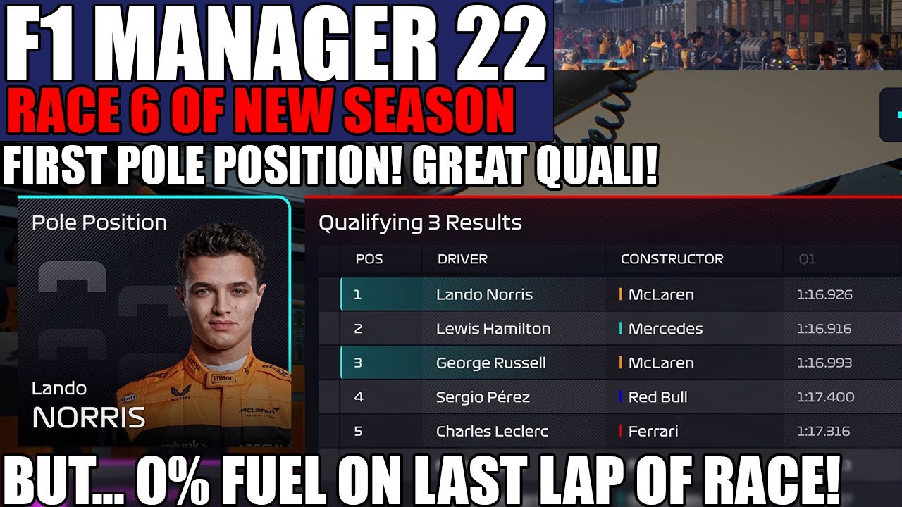 F1 MANAGER 22 - RACE 6 - FIRST POLE POSITION - WINNING STRAGEGY - YouTube