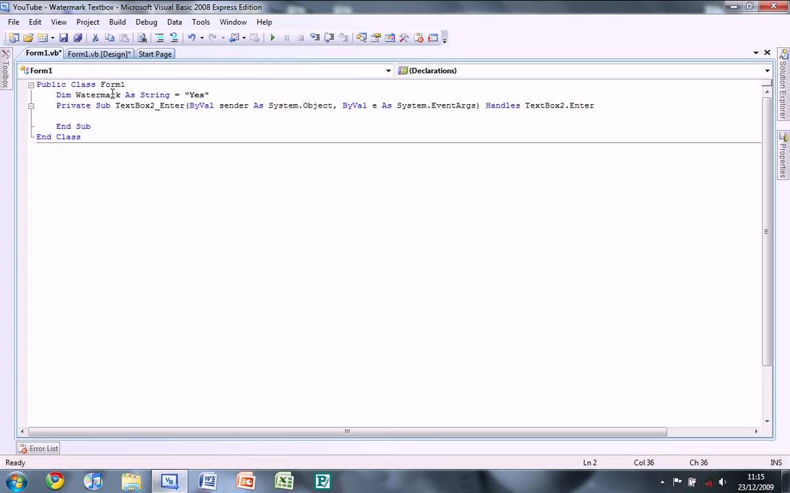 How To Make A Watermark TextBox In Visual Basic 2008 - YouTube