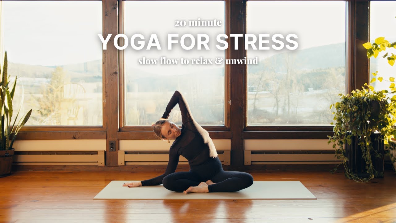 20 Minute Yoga for Stress Relief | calming slow flow - YouTube