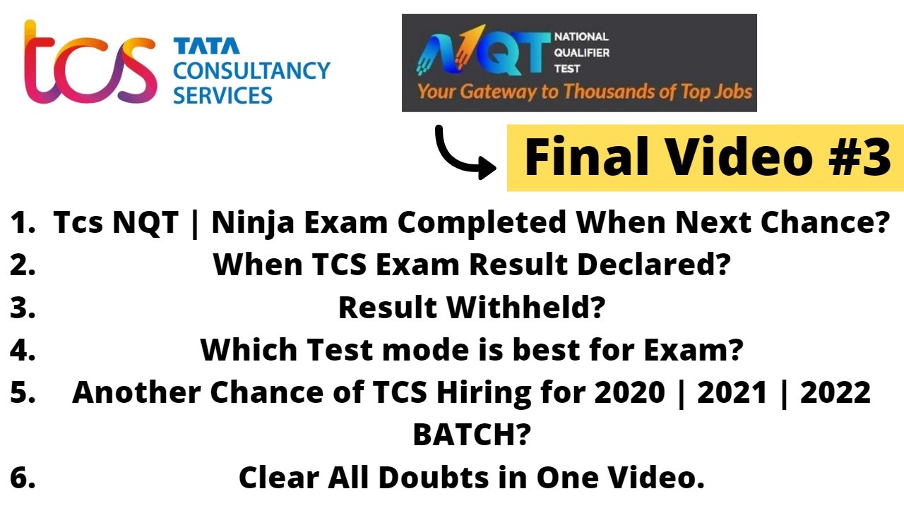 TCS Ninja | NQT Final Video | Results | Withheld | Score Card | Next ...