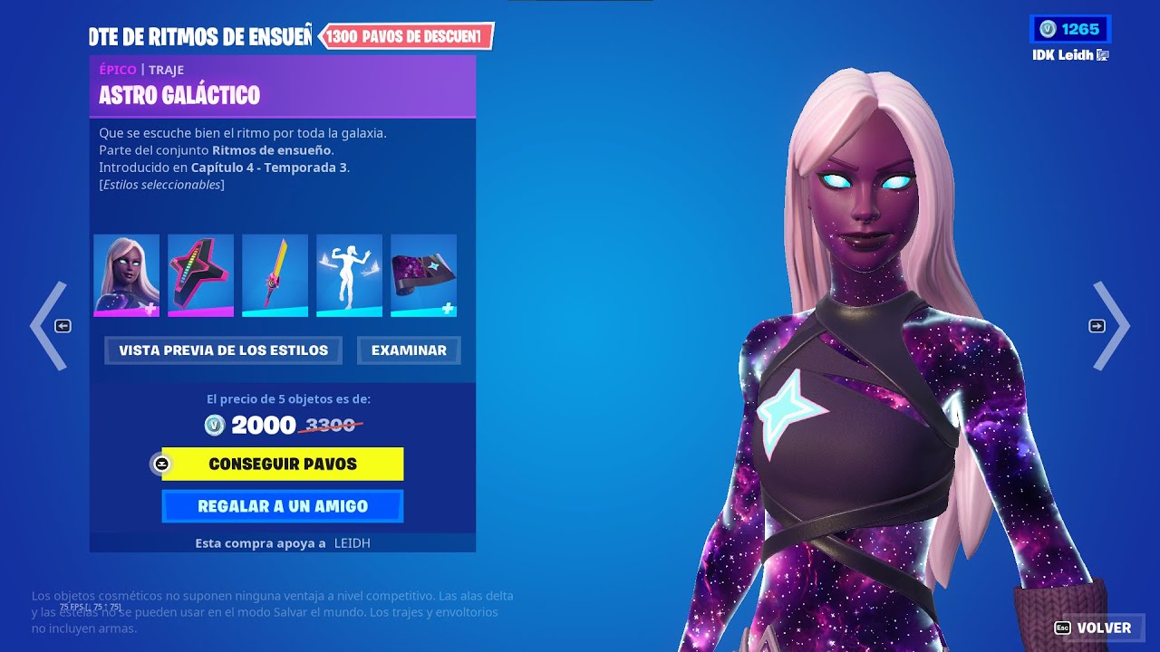 NUEVA SKIN/LOTE *ASTRO GALÁCTICO* NUEVA TIENDA FORTNITE HOY 10 DE ...