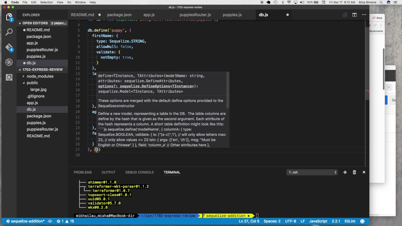 1702 Express-Sequelize review part 3 - adding Sequelize - YouTube
