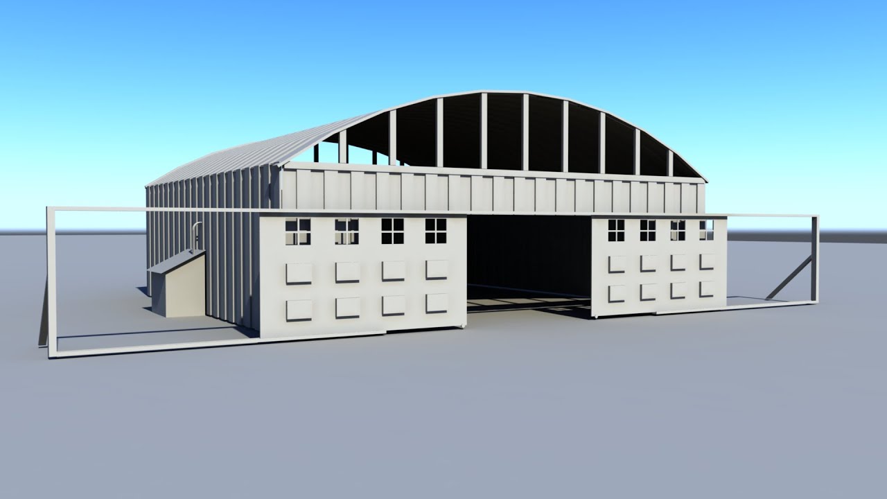 Maya 2016 tutorial : How to model an Airplane hangar - YouTube