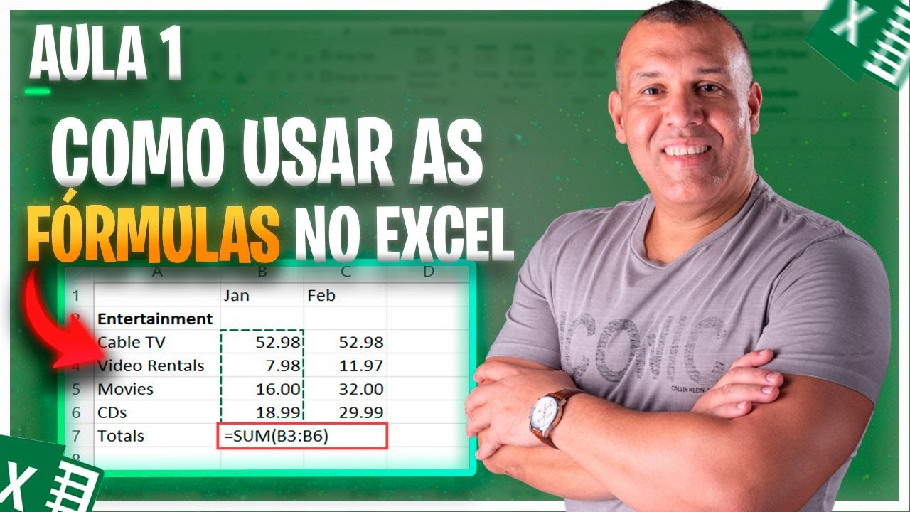 Curso Básico de Excel Gratuito - Aula 1 (Iniciando com as Fórmulas no ...