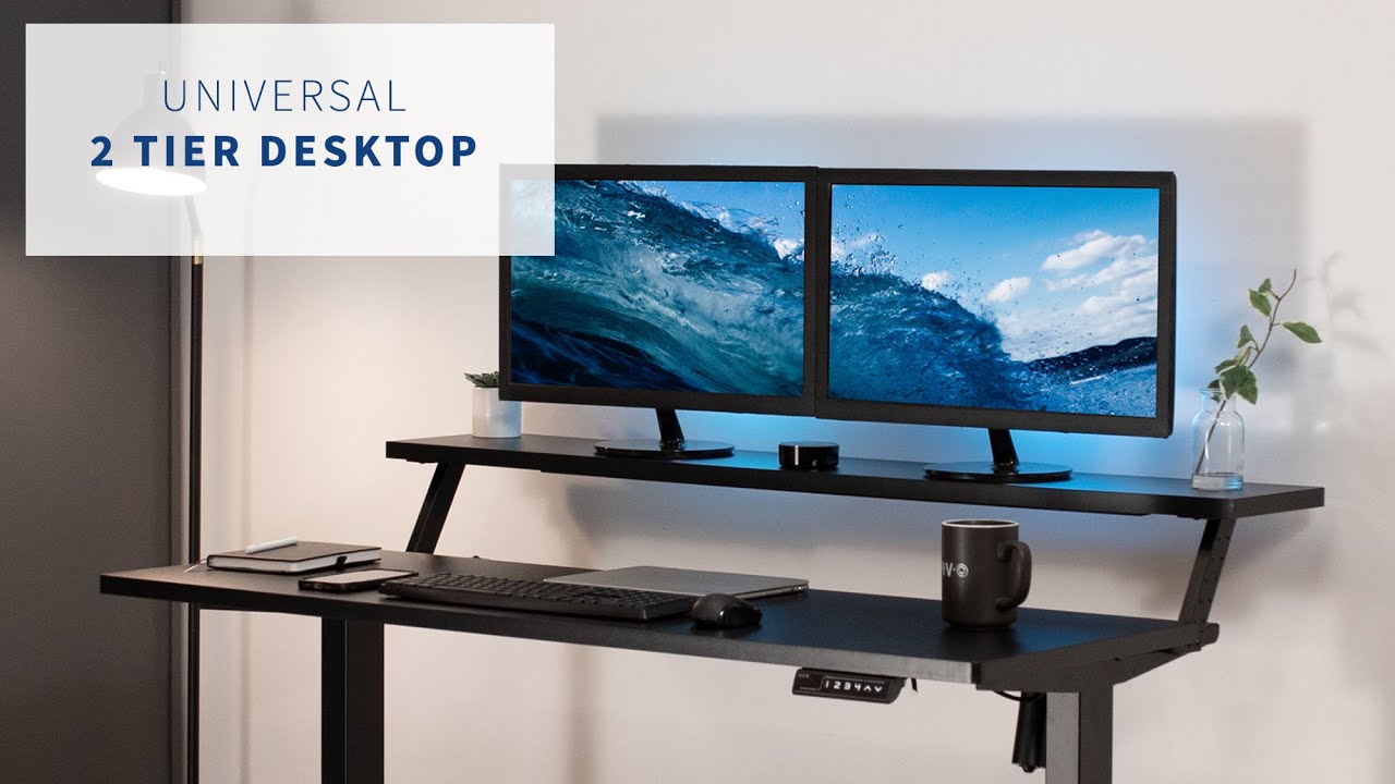 DESK-TOP2TB 55" x 30" Dual Tier Table Top by VIVO - YouTube