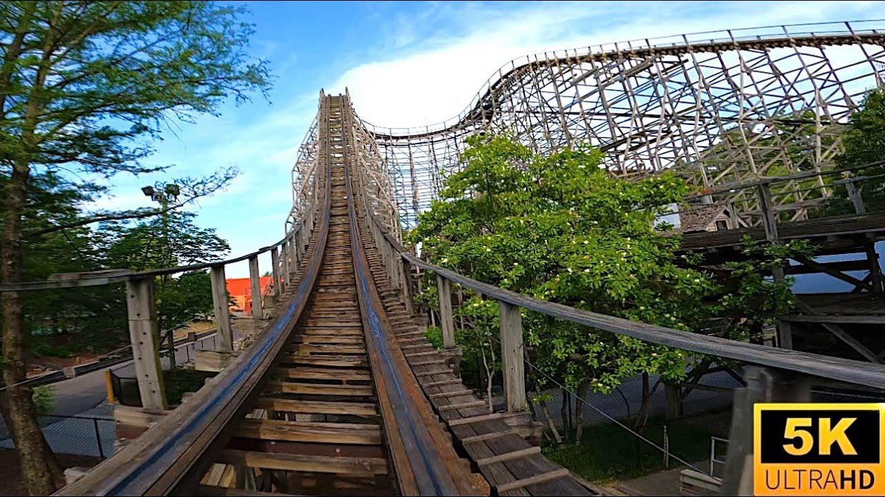 Thunder Run POV BACKWARDS 5K Underrated Wooden Coaster Kentucky Kingdom ...
