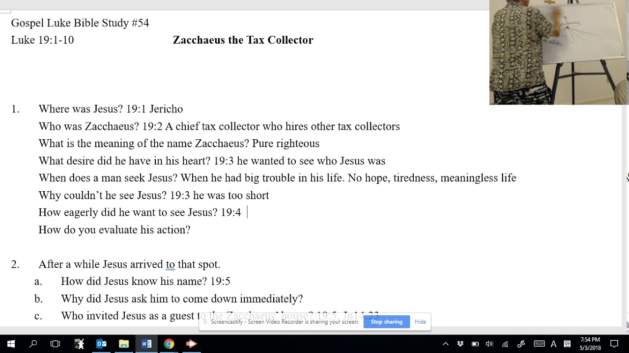 Boksoon Kim Bible Study Luke 19:1-10 Zacchaeus Tax Collector - Luke 19: ...