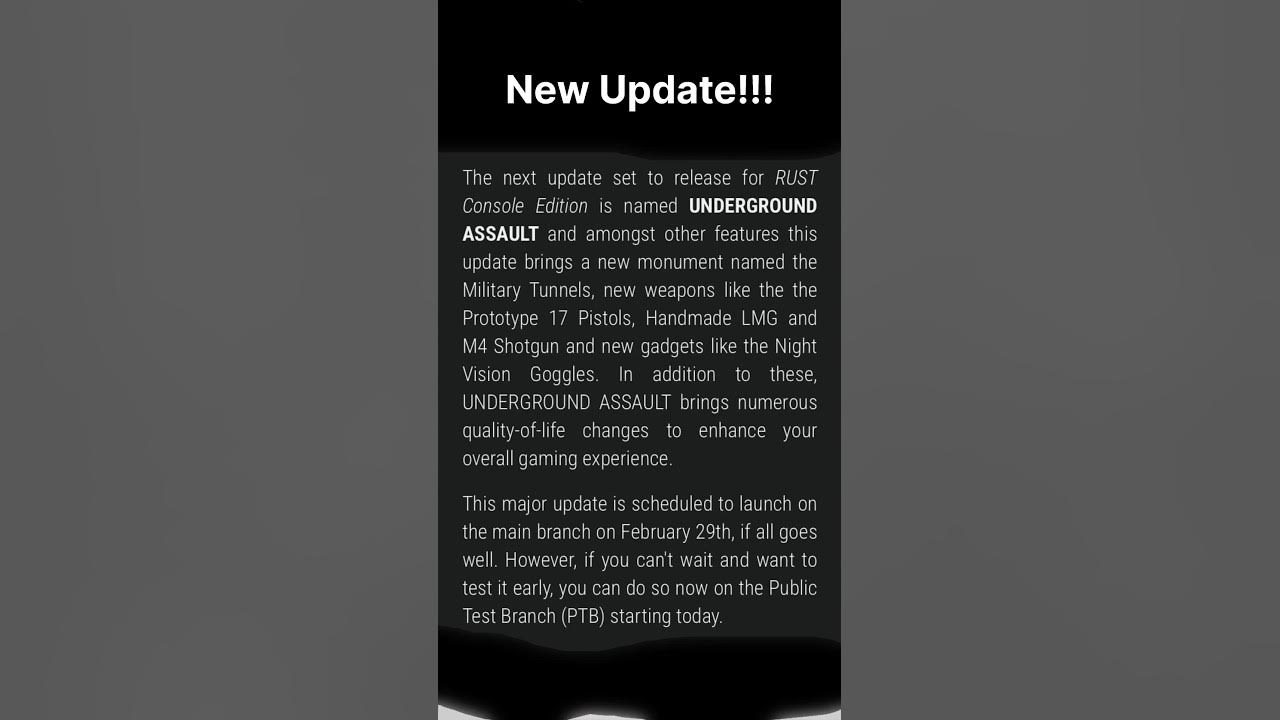 New Update For Rust Console We Re Catching Up With Pc Rust Rustconsole Rustcommunity