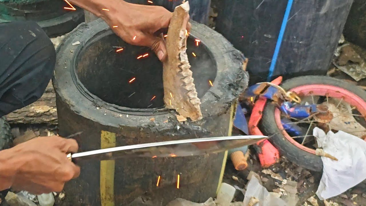golok cacah tulang sanggu potong gigi sapi - YouTube