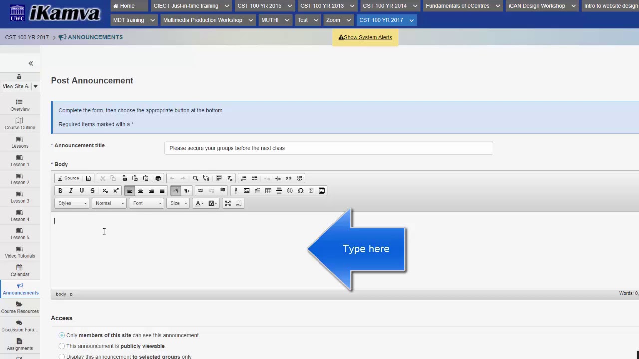 iKamva: Setting up Announcements - YouTube