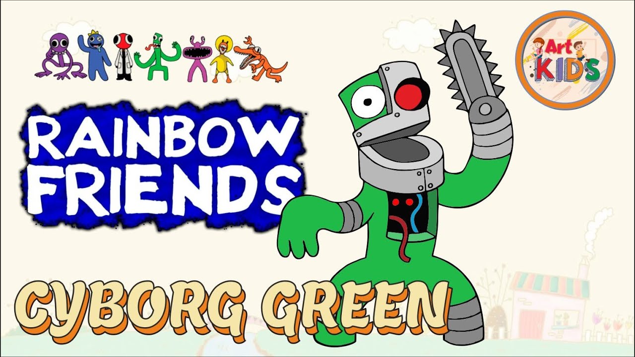 How To Draw Green Cyborg Roblox Rainbow Friends Tutorial - YouTube