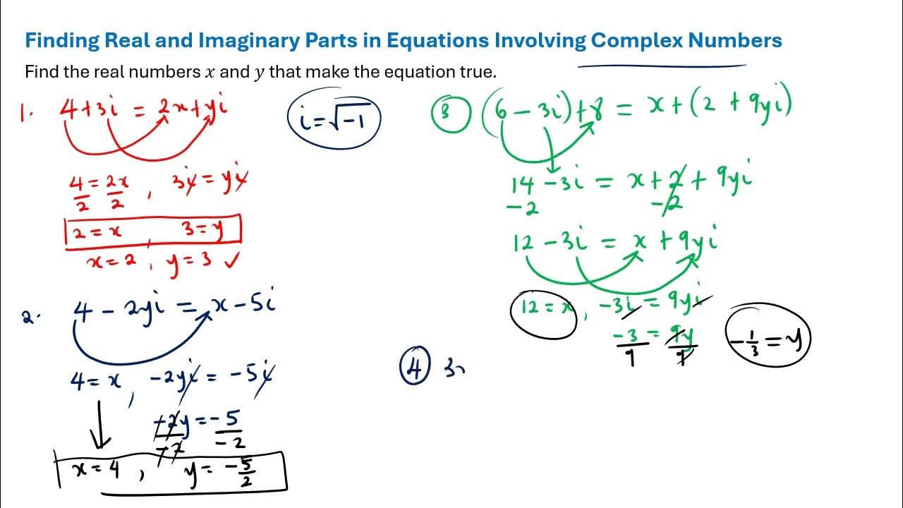 P.6 Finding Real and Imaginary Parts in Equations Involving Complex Numbers - YouTube
