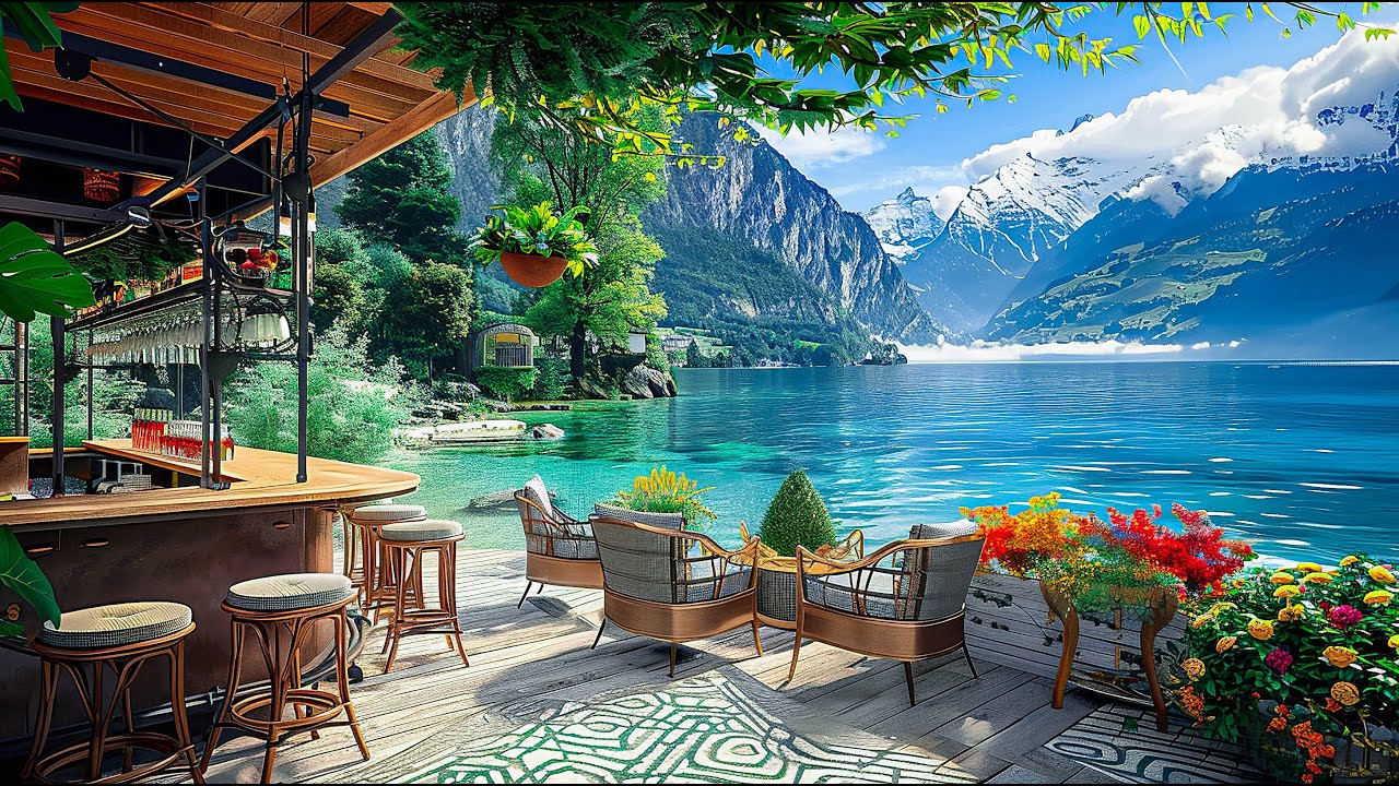 Tranquil Lakeside Coffee Shop Vibes ☕ Relax & Chill with Calm Jazz ...