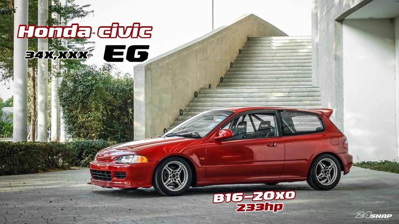 Honda Civic EG B16-20XO สีแดงตัวแรง233hp!! ทรงซิ่งคลีนๆ - YouTube