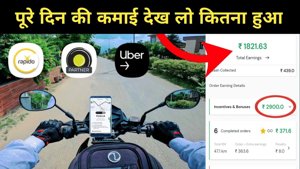 Rapido, Ola, Uber, Full Day Earning ||Rapido Bike Taxi || Rahul Vlogs ...