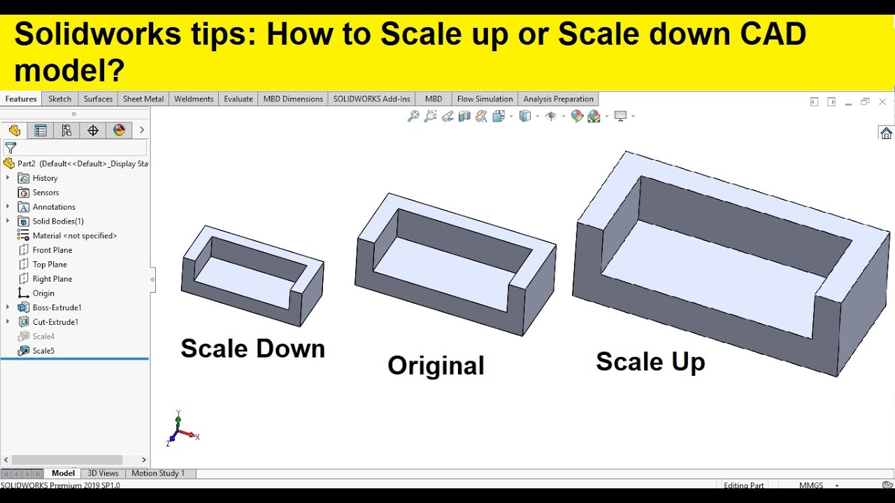 Solidworks Tips And Tutorials 12 Scaling A Part In Solidworks YouTube Solidworks Tips And Tutorials 12 Scaling A Part In Solidworks YouTube