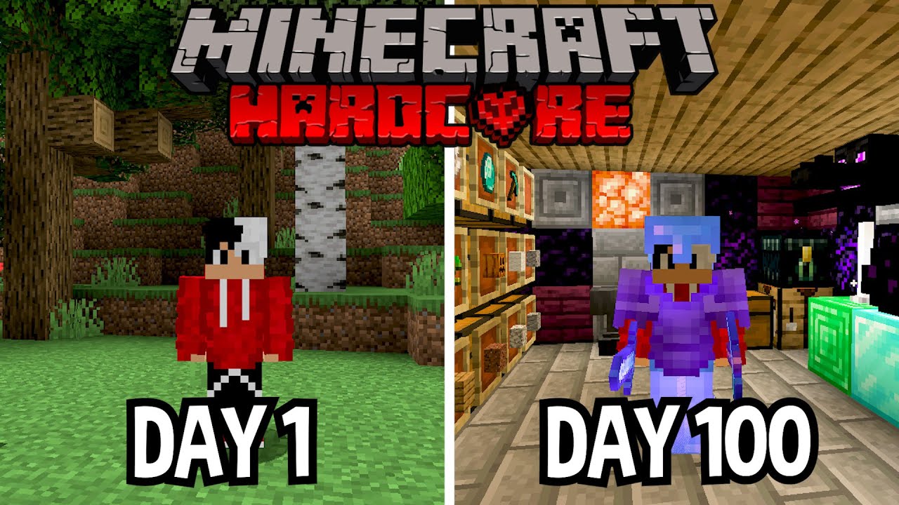 I Survived 100 Days In Hardcore Minecraft Youtube