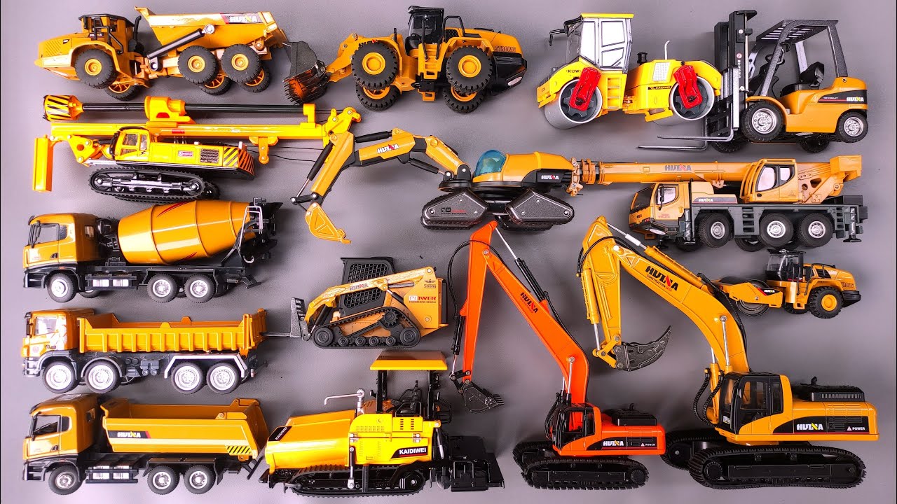 Box Full of Heavy Equipment Diecast, Bulldozer, Excavator, Compactor ...