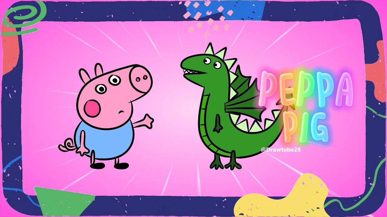 How to Draw Peppa Pig Dragon Neon Light drawing and coloring video ...