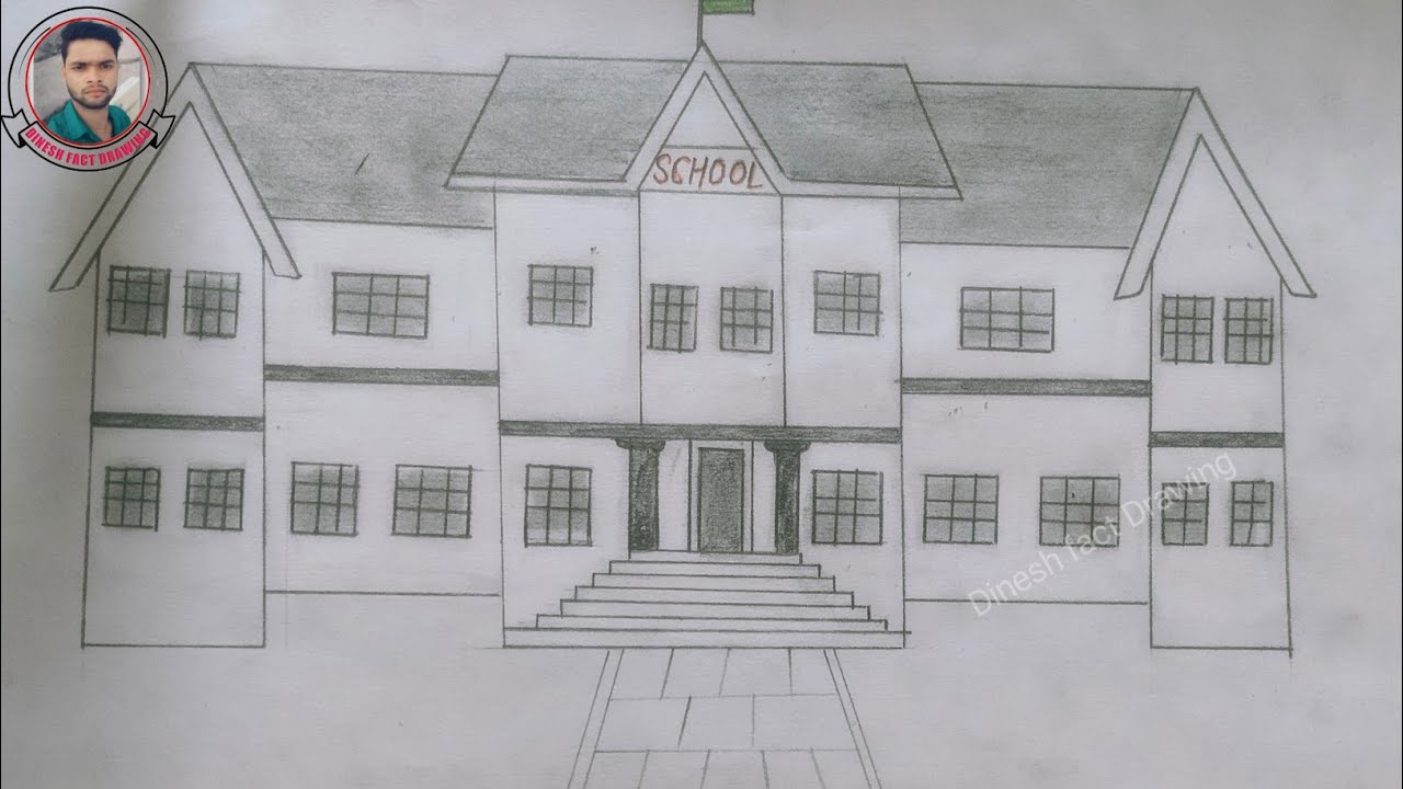 how to draw a beautiful school। pencil sketch drawing video।@Colour ...