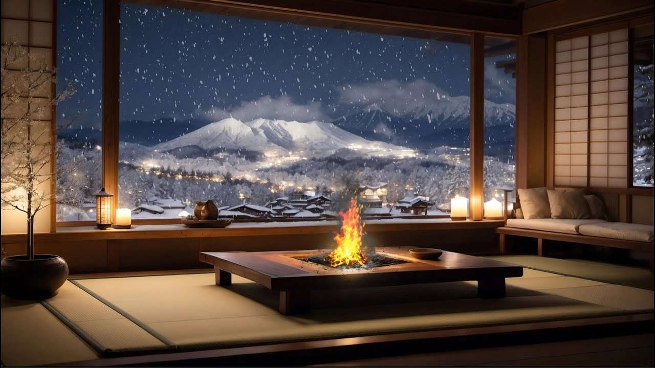 Japanese Tranquility Ambiance by the Fireplace 🔥 ️ - YouTube