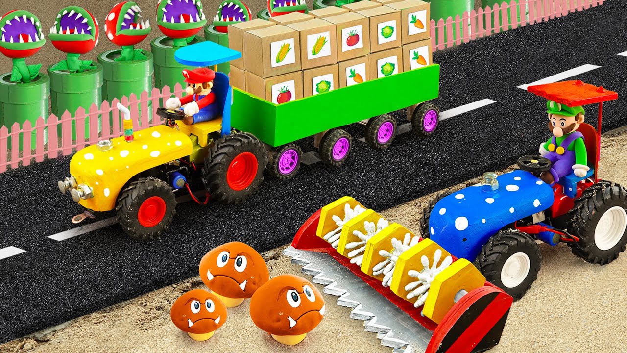 Diy tractor mini making Gantry Crane transporting Fruits | diy Mario vs ...