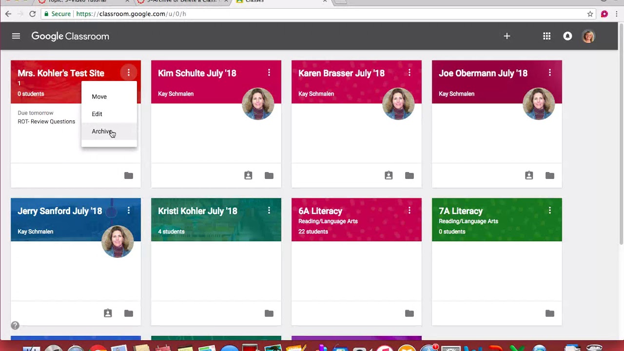 Google Classroom- Archiving Classes - YouTube