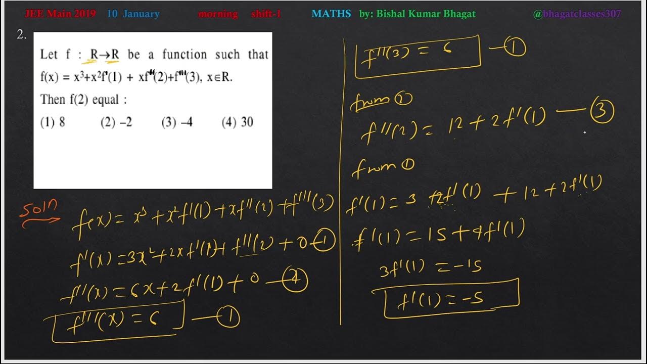 Let f : R®R be a function such that f(x) = x3+x2f'(1) + xf''(2)+f'''(3), x R. Then f(2) equal ...