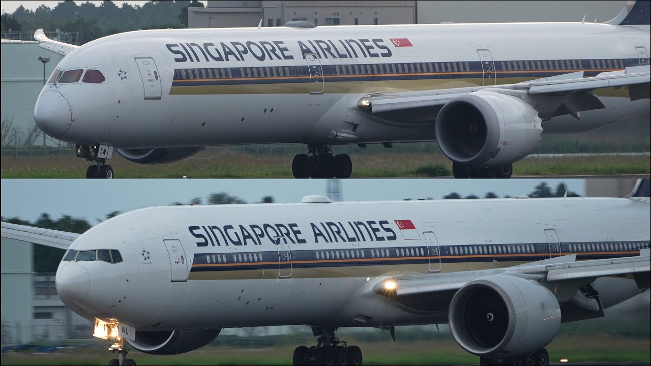 Singapore Airlines Boeing 787-10 777-300ER Landing at Narita 34R | 9V-SCN | 9V-SWL | NRT/RJAA ...