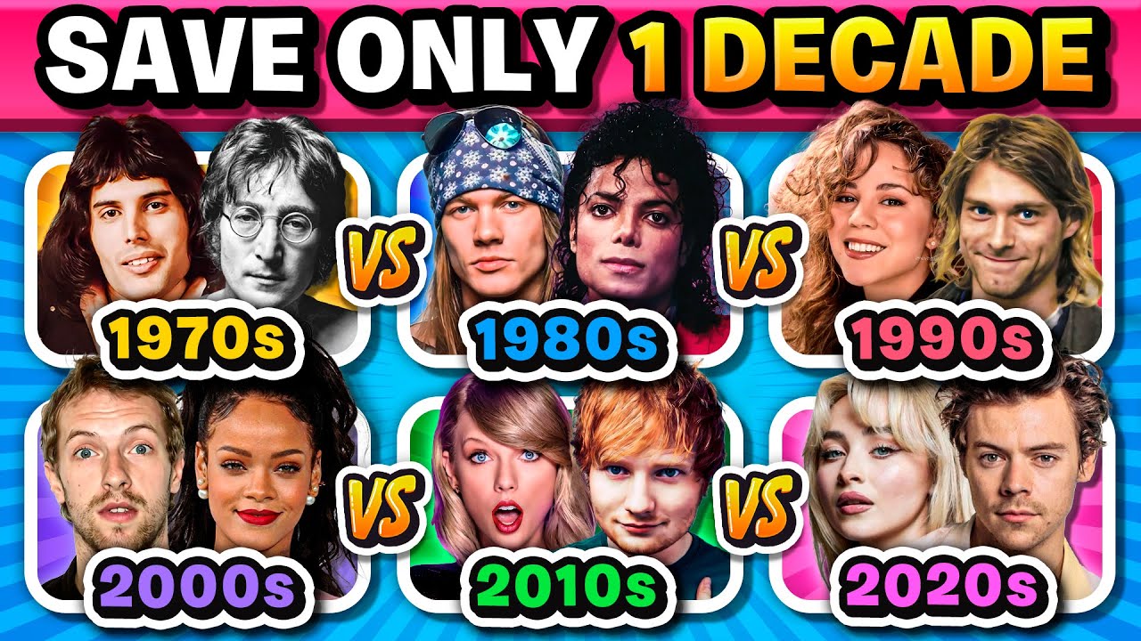 SAVE ONLY 1 DECADE 🎵 TOP Songs From 1970s to 2020s | Music Quiz - YouTube