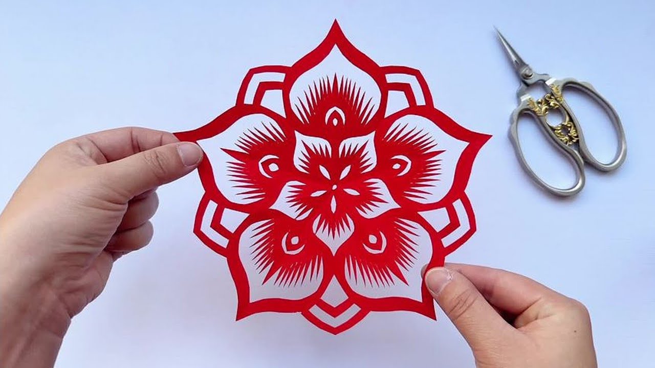 How Cut Five Cornered Paper Flower - DIY - Paper Cutting Tutorial ...